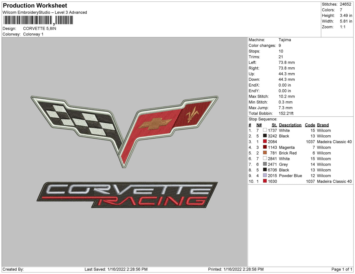 CORVETTE Embroidery – embrostudio