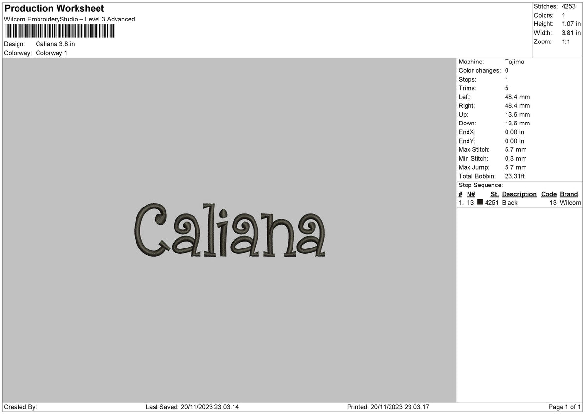 Caliana text Embroidery File 6 sizes – embrostudio