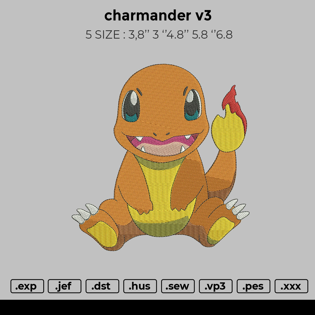 charmander v3 Embroidery – embrostudio