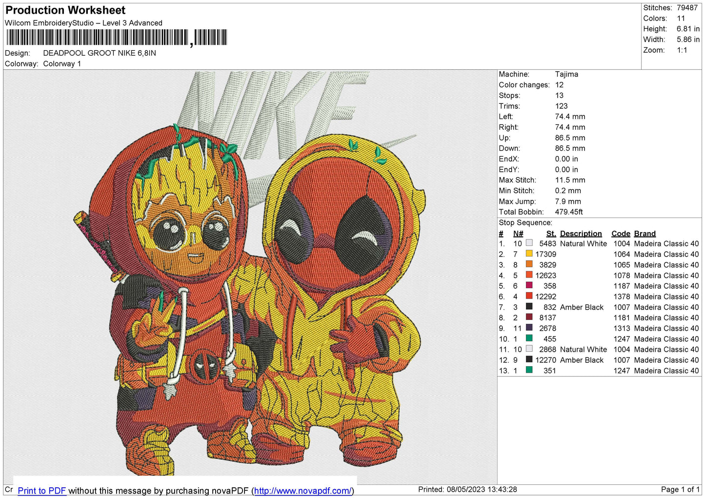 DEADPOOL GROOT NIKE Embroidery – embrostudio