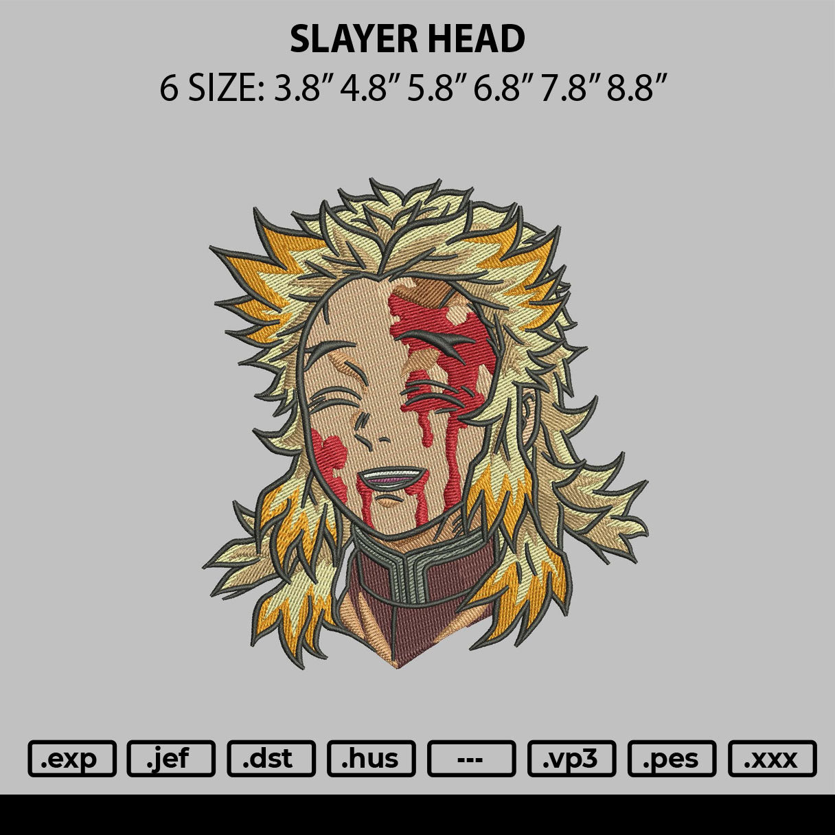 Slayer Head Embroidery File 6 sizes – embrostudio
