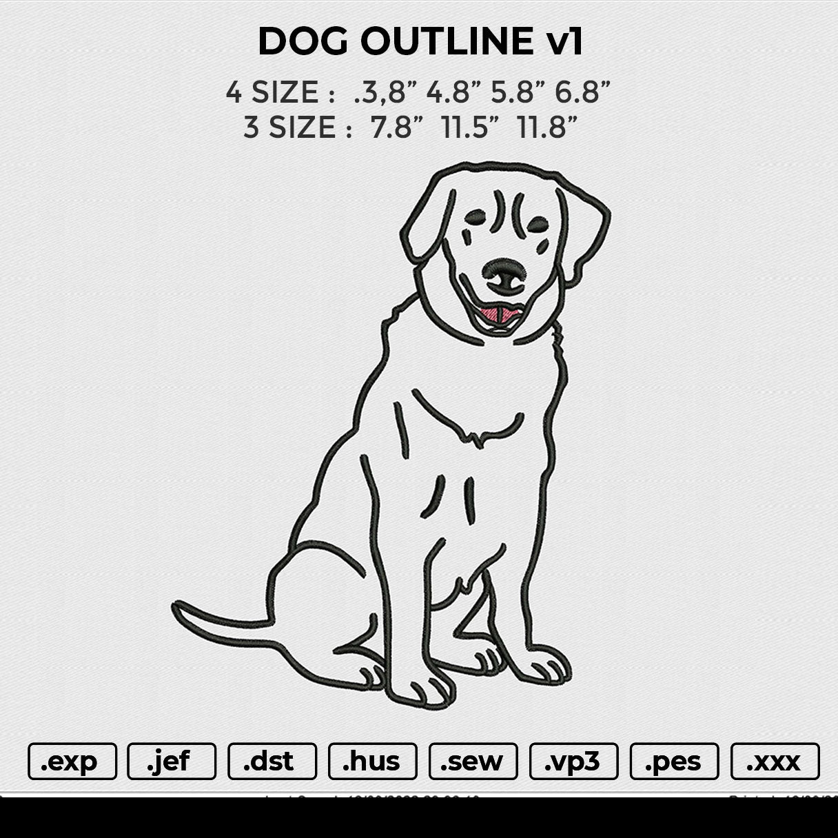 DOG OUTLINE v1 Embroidery – embrostudio