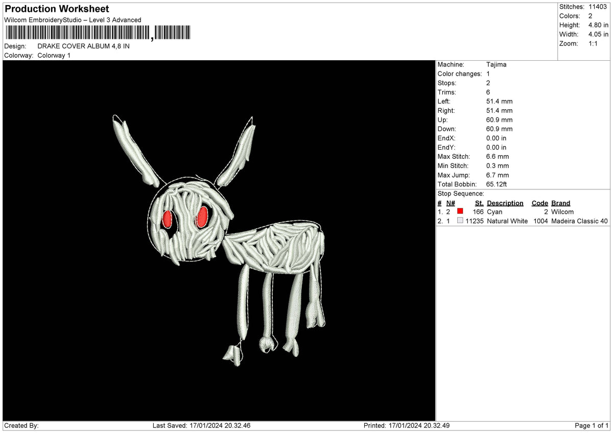 Drake Cover 002 Embroidery File 6 sizes – embrostudio