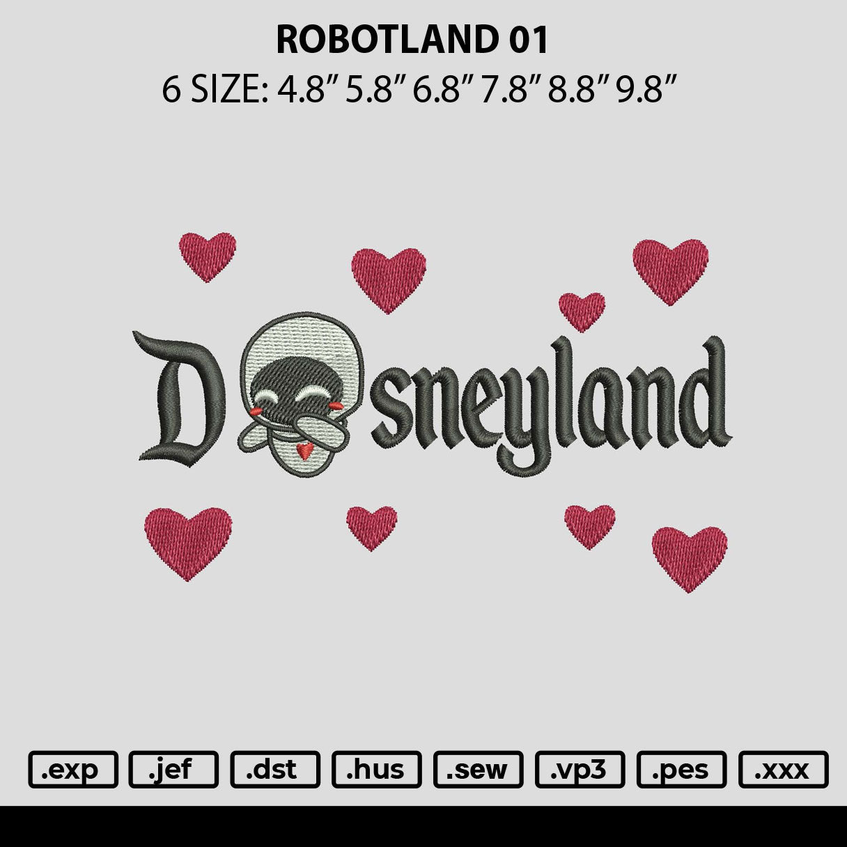Robotland 01 Embroidery File 6 sizes – embrostudio