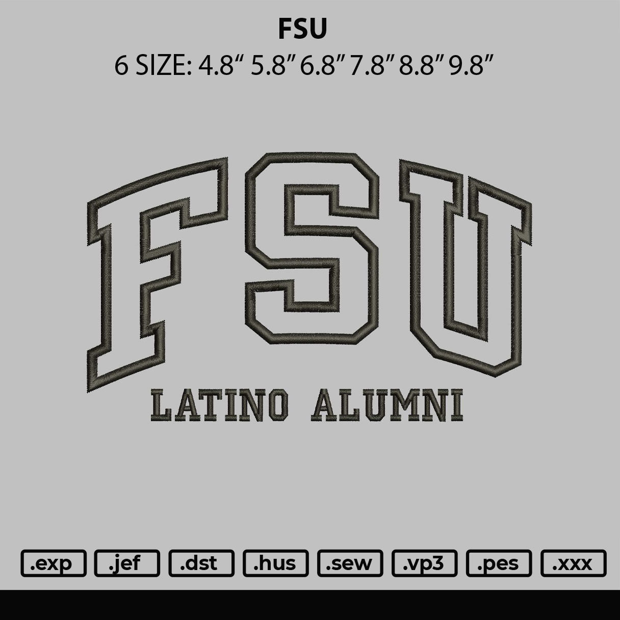 Fsu Text Embroidery File 6 sizes – embrostudio