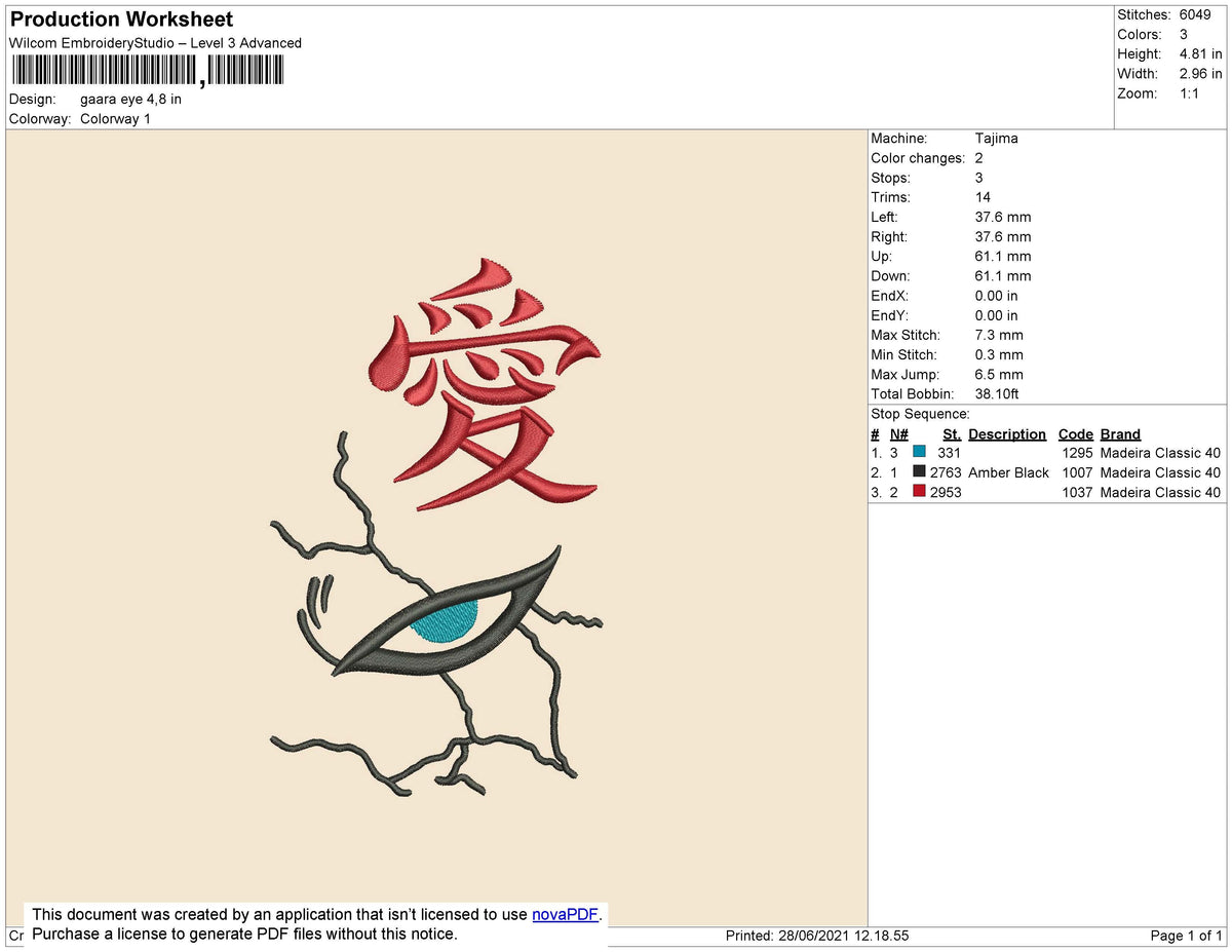 Gaara Eyes Embroidery – embrostudio