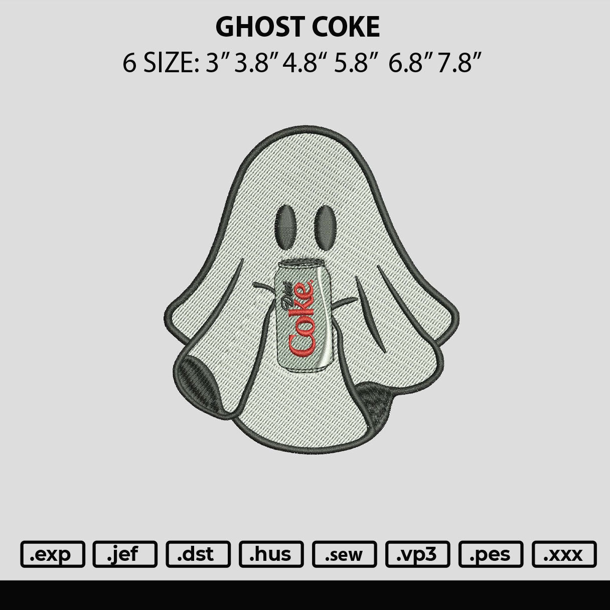 Ghost Coke Embroidery File 6 sizes – embrostudio