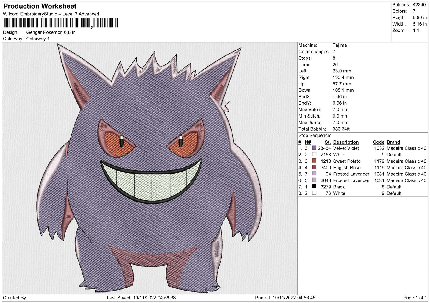 gengar pokemon Embroidery – embrostudio