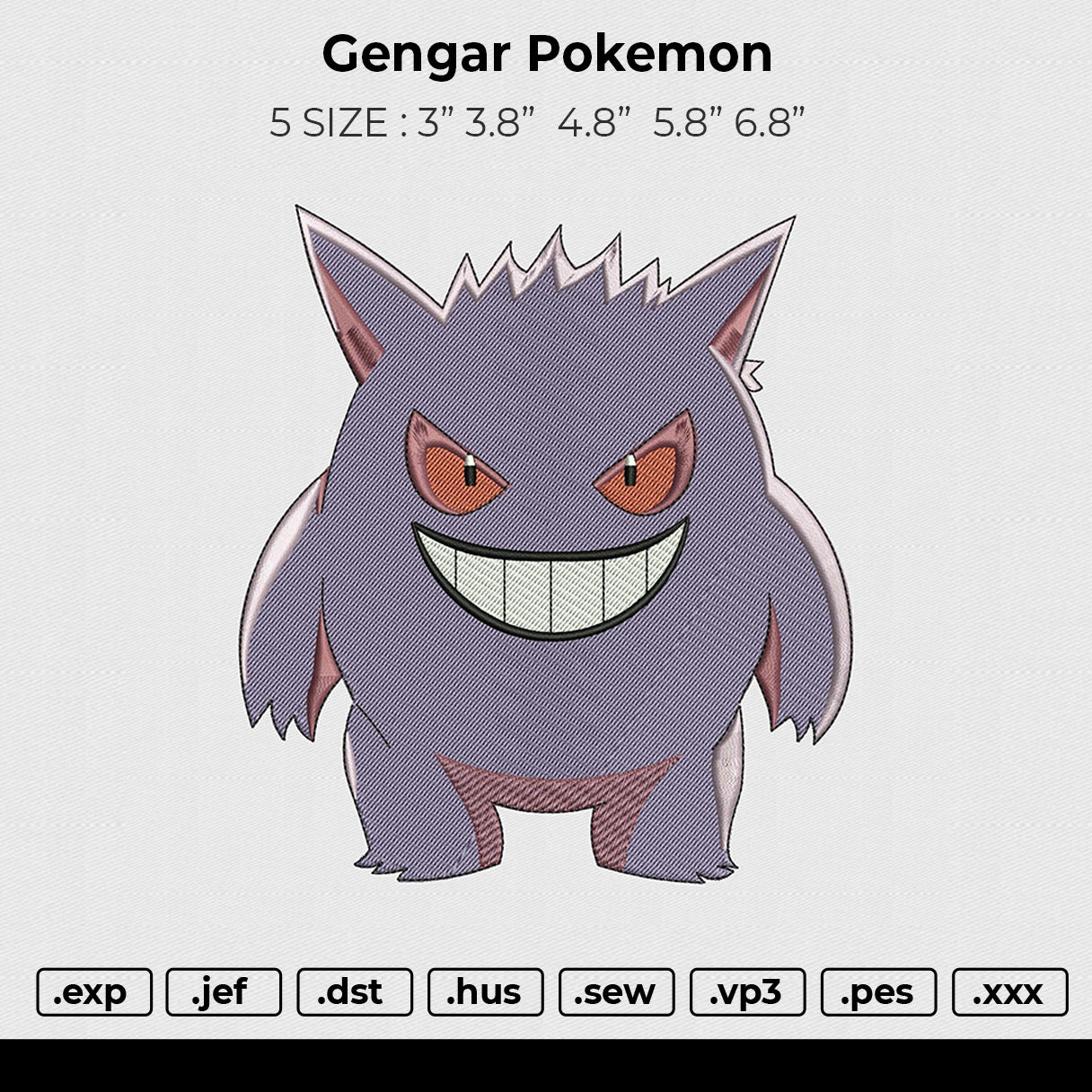 gengar pokemon Embroidery – embrostudio