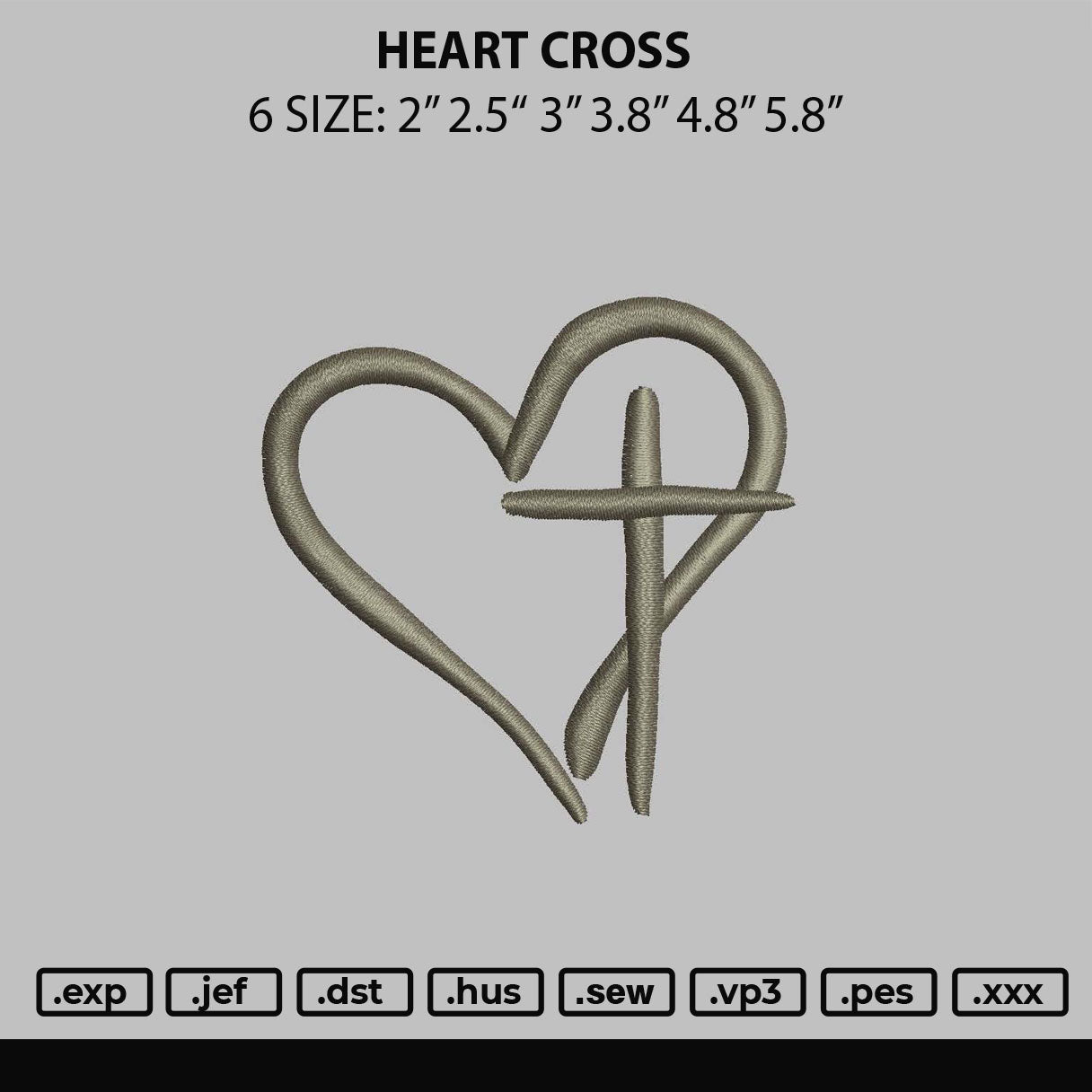 Heart Cross Embroidery File 6 sizes – embrostudio