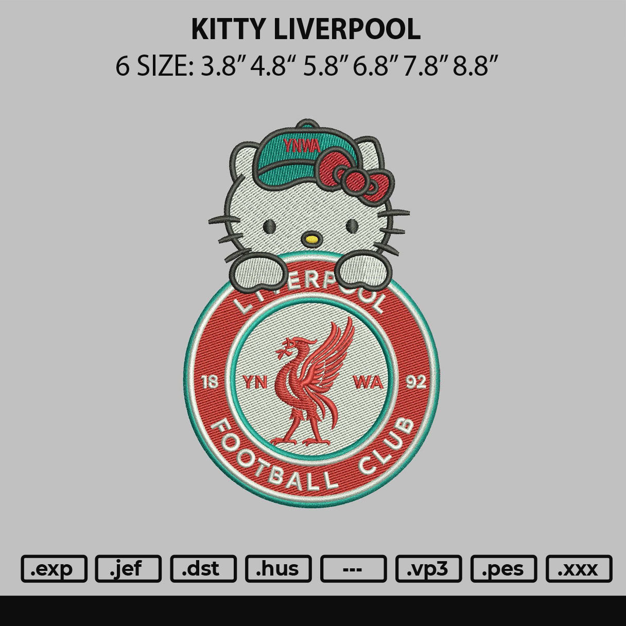 Kitty Liverpool Embroidery File 6 sizes – embrostudio