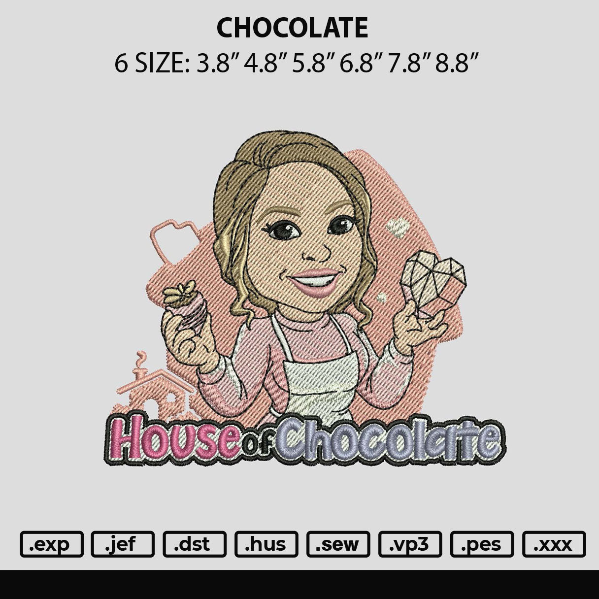 Chocolate Embroidery File 6 sizes – embrostudio
