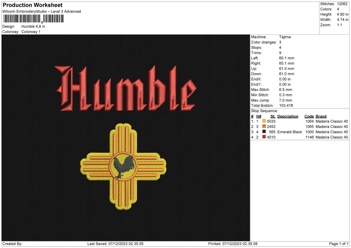 Humble Text Embroidery File 6 sizes – embrostudio