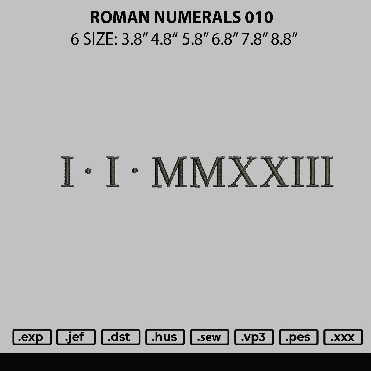 Roman Numerals 010 Embroidery File 6 sizes – embrostudio