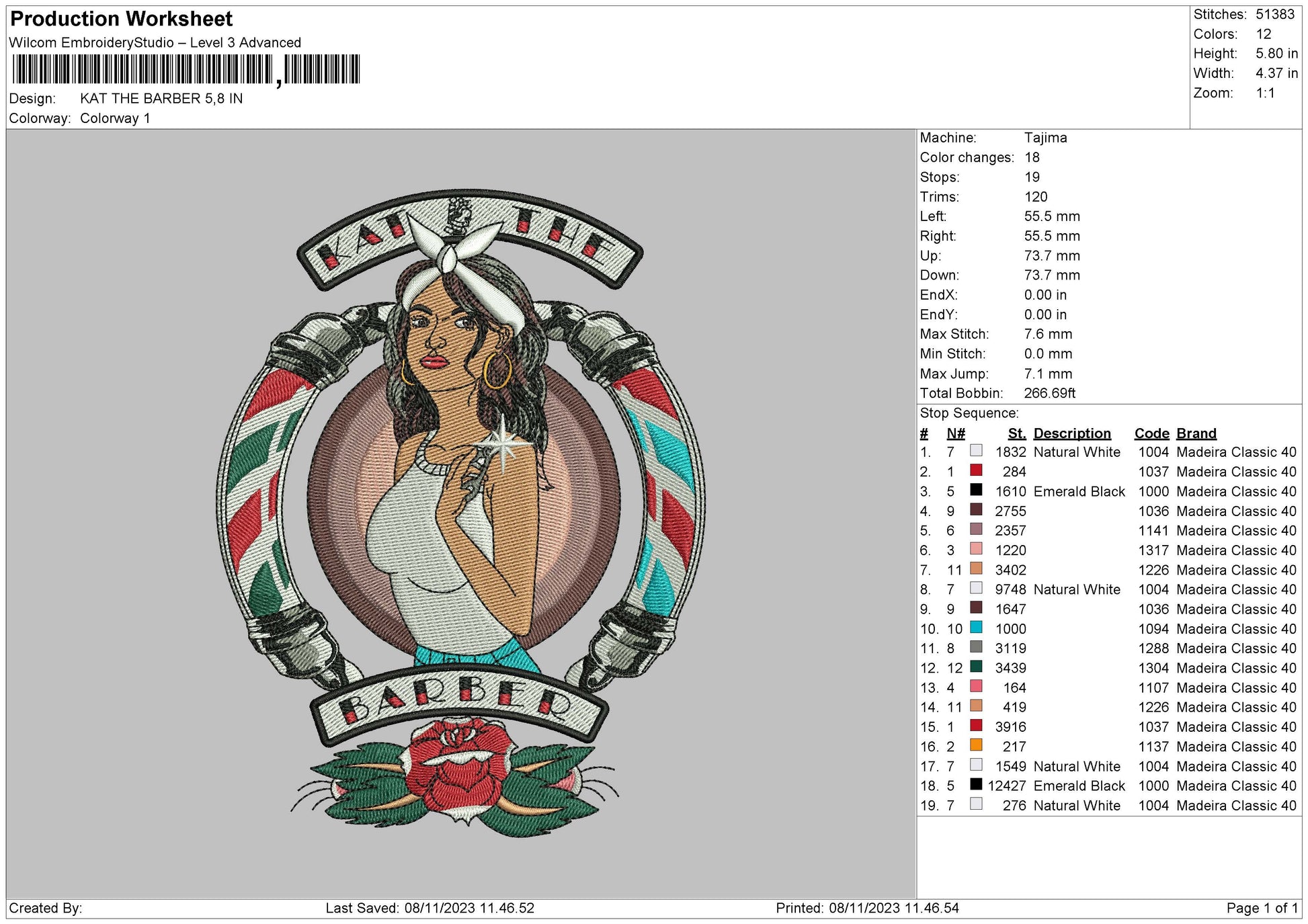 Kat Barber Embroidery File 6 Sizes – embrostudio