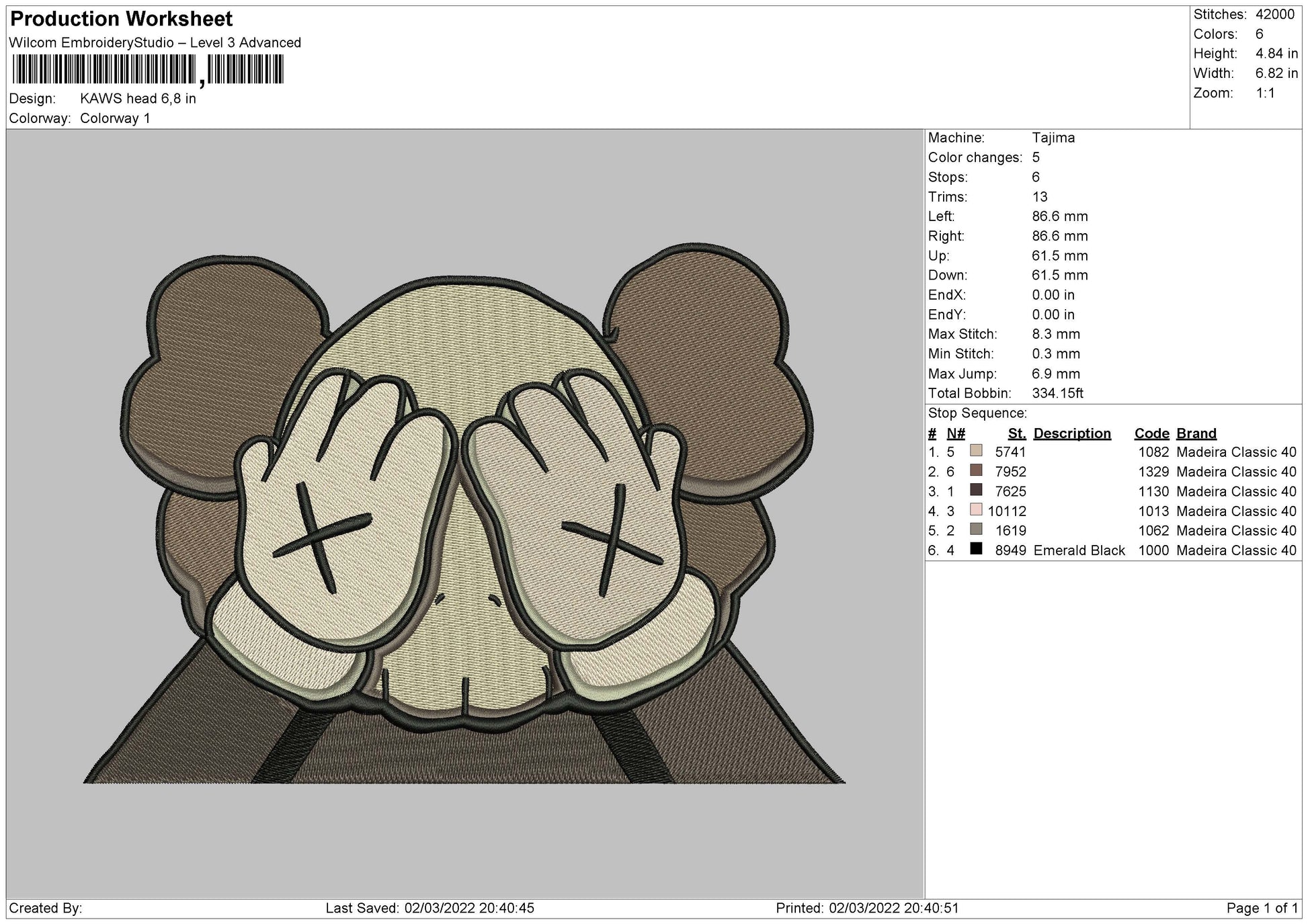 Kaws Head Embroidery – embrostudio