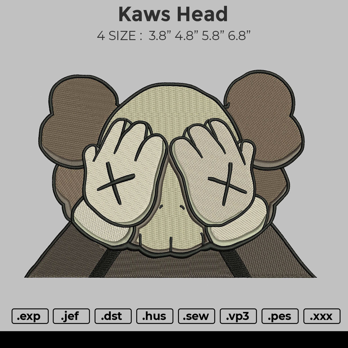 Kaws Head Embroidery – embrostudio