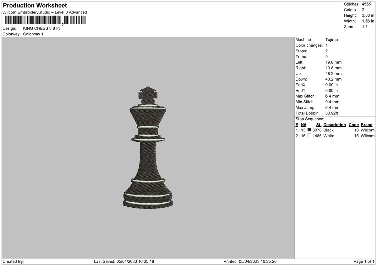 King Chess Embroidery File 6 sizes – embrostudio