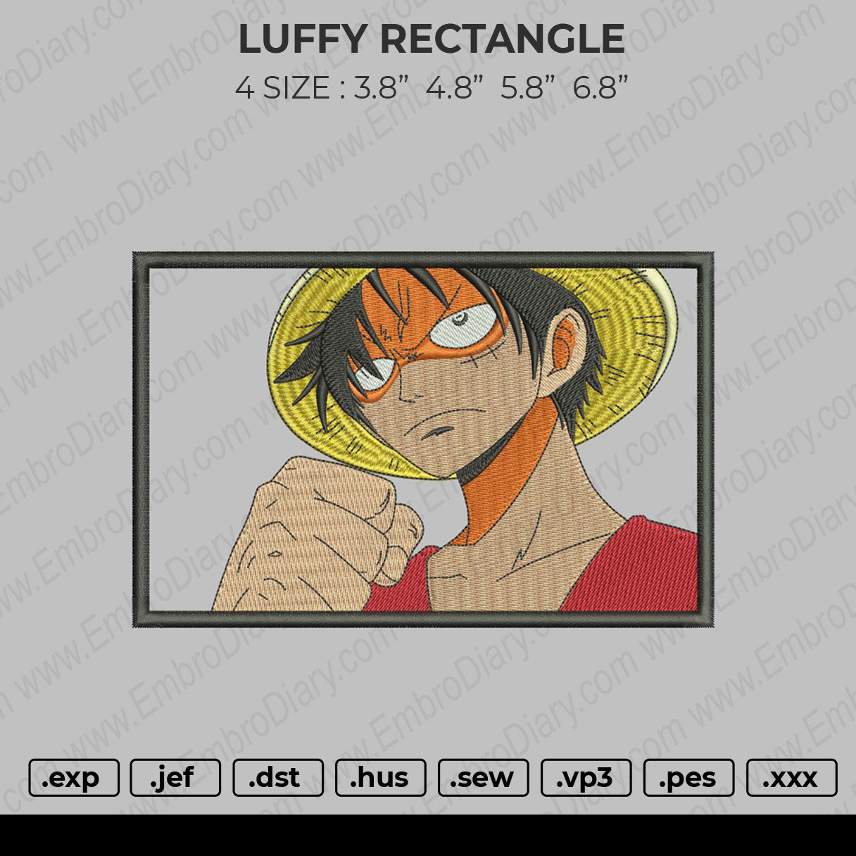 Luffy Rectangle Embroidery – embrostudio