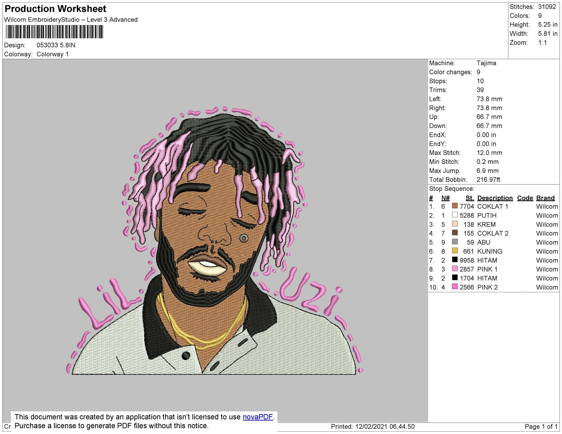Lil Uzi Rapper Embroidery – embrostudio