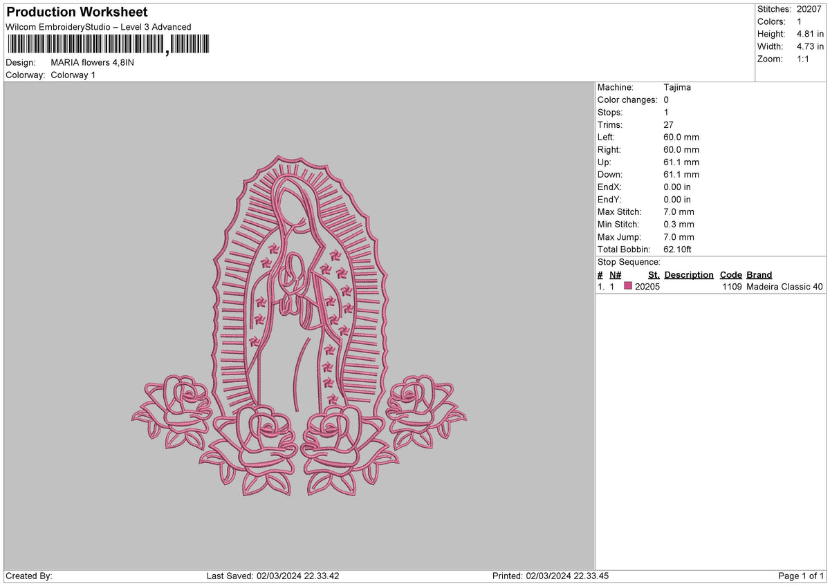 Maria Flowers Embroidery File 6 sizes – embrostudio