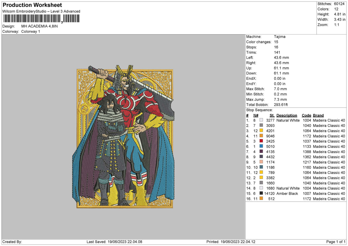 Mh Academia Embroidery File 6 sizes – embrostudio