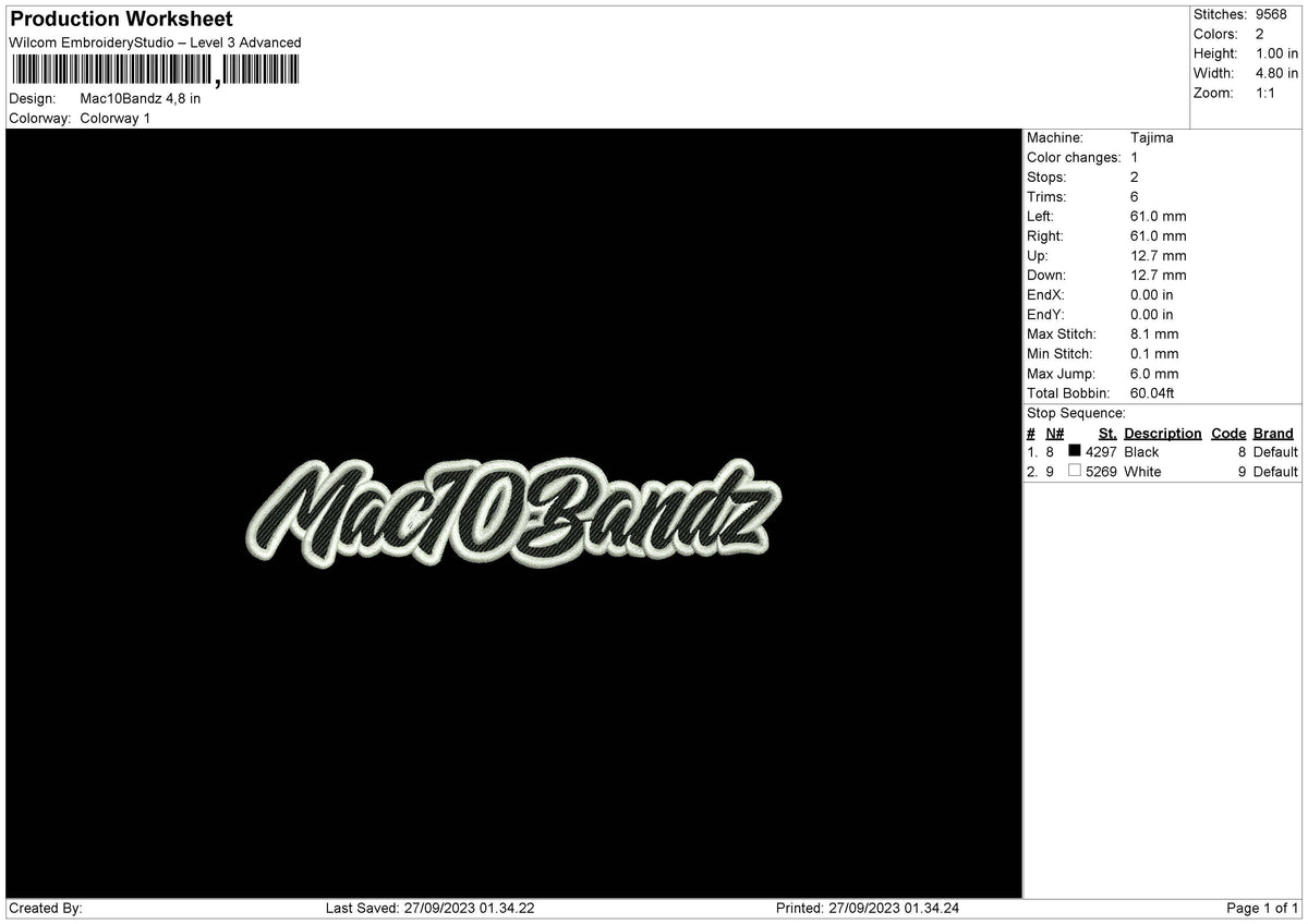 Mac10 Embroidery File 6 sizes – embrostudio