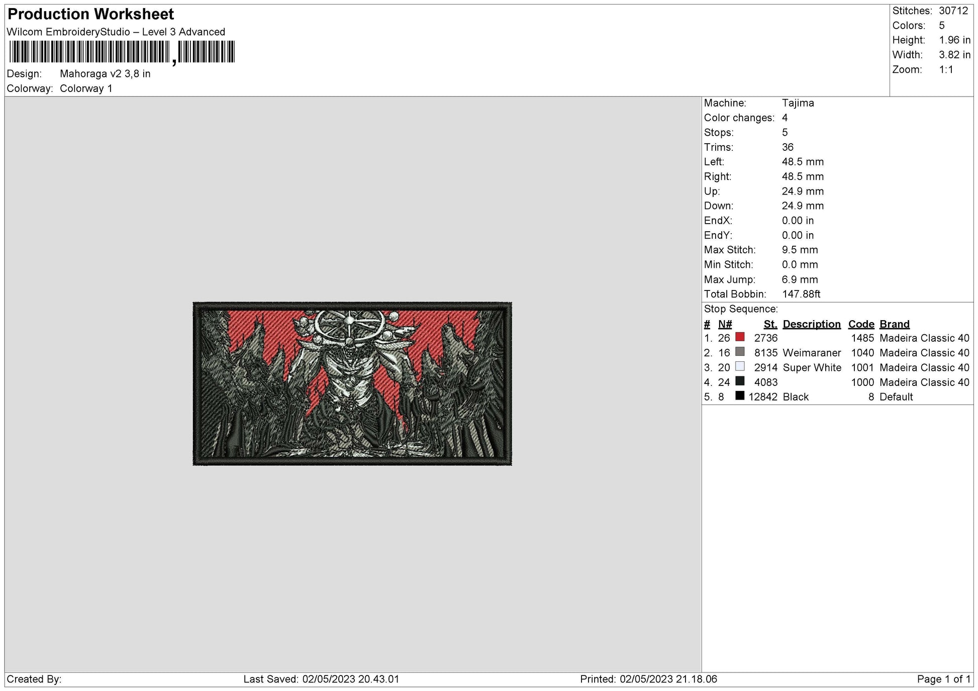Mahoraga V2 Embroidery File 6 sizes – embrostudio