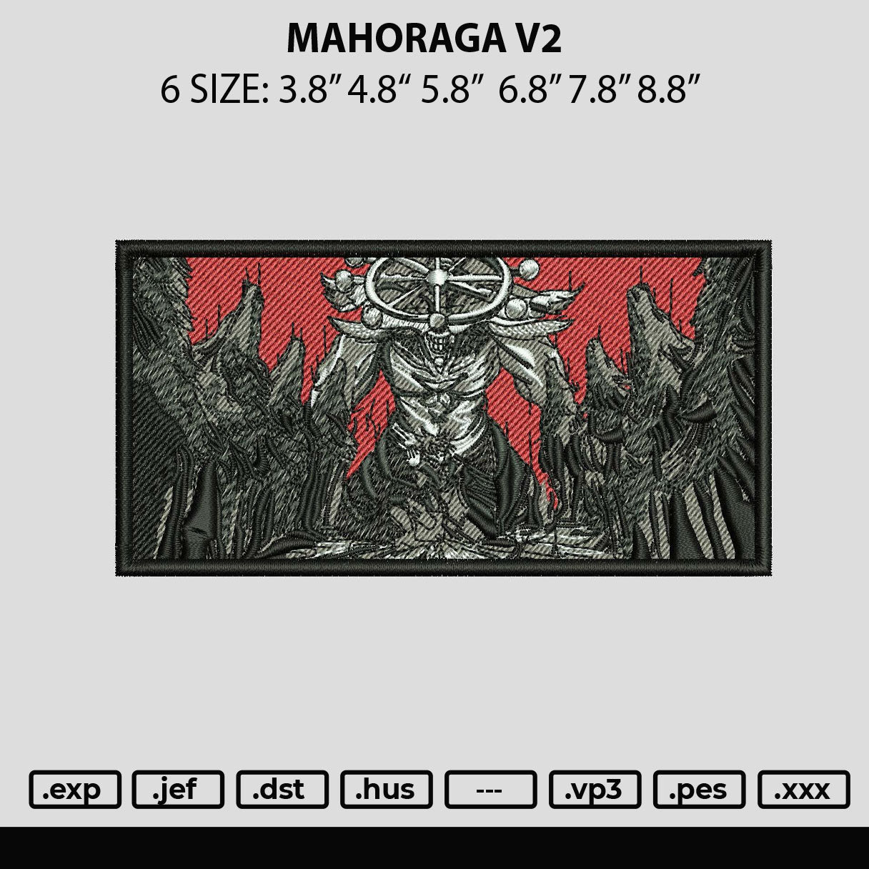 Mahoraga V2 Embroidery File 6 sizes – embrostudio