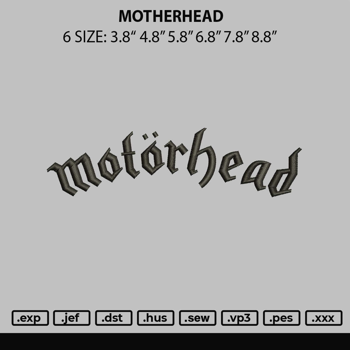 Motherhead Text Embroidery File 6 sizes – embrostudio