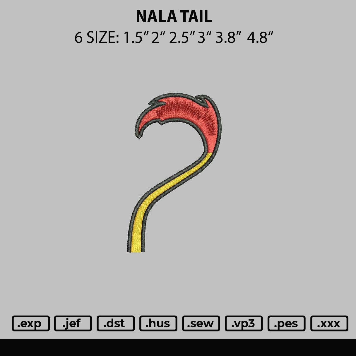 Nala Tail Embroidery File 6 sizes – embrostudio