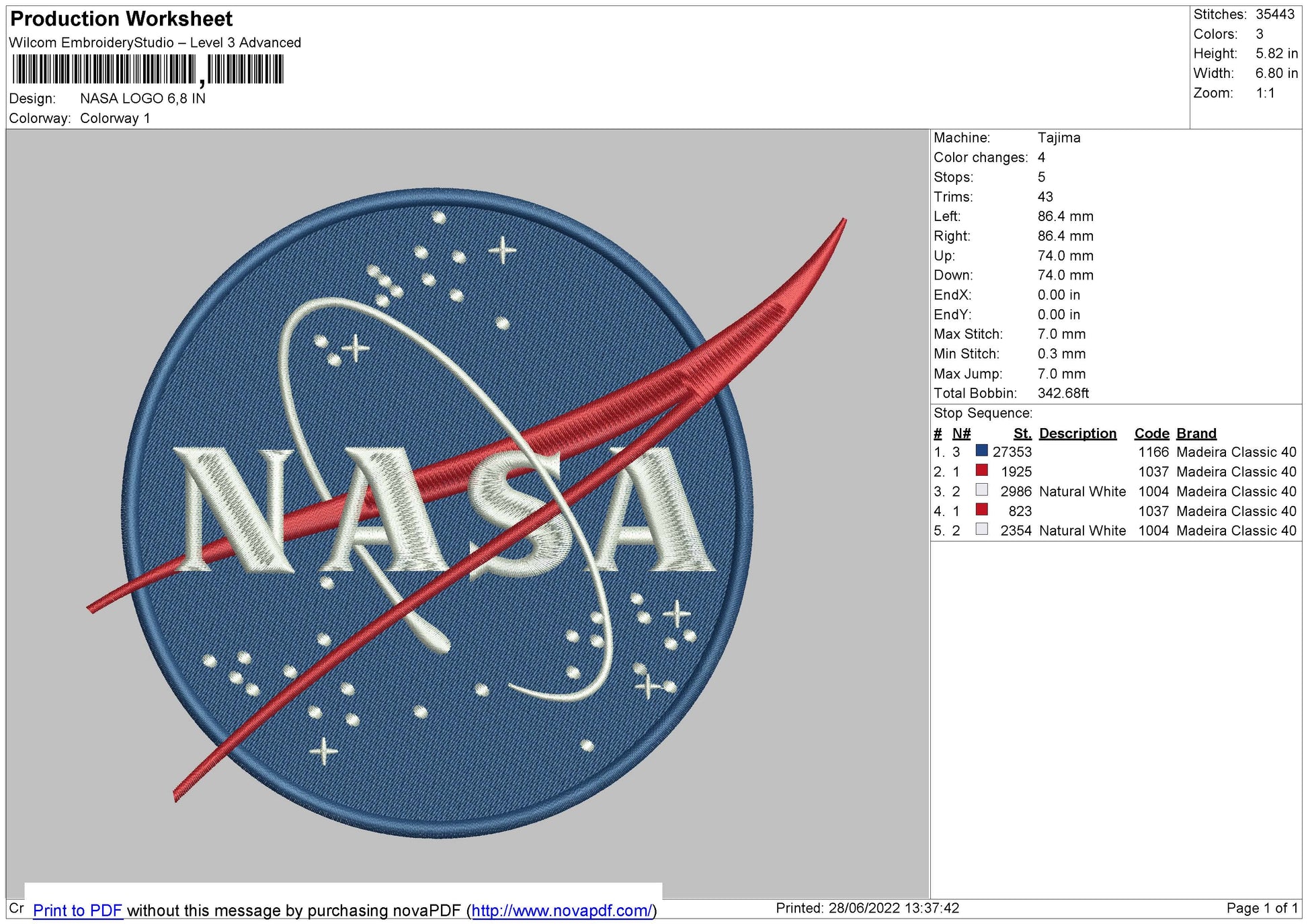 NASA LOGO Embroidery – embrostudio