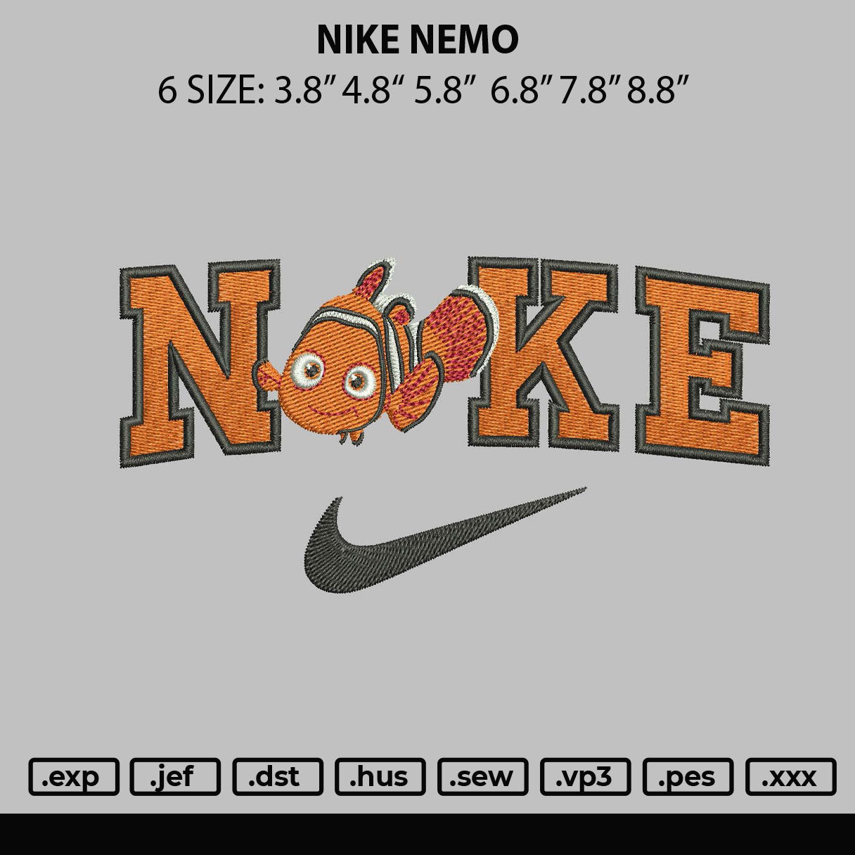 Nike Nemo Embroidery File 6 sizes – embrostudio