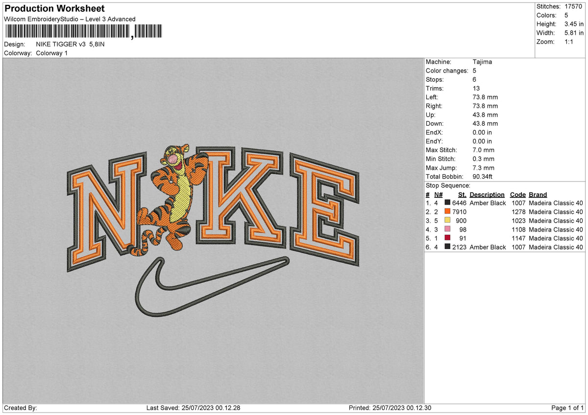 Nike Tigger V3 Embroidery File 6 sizes – embrostudio