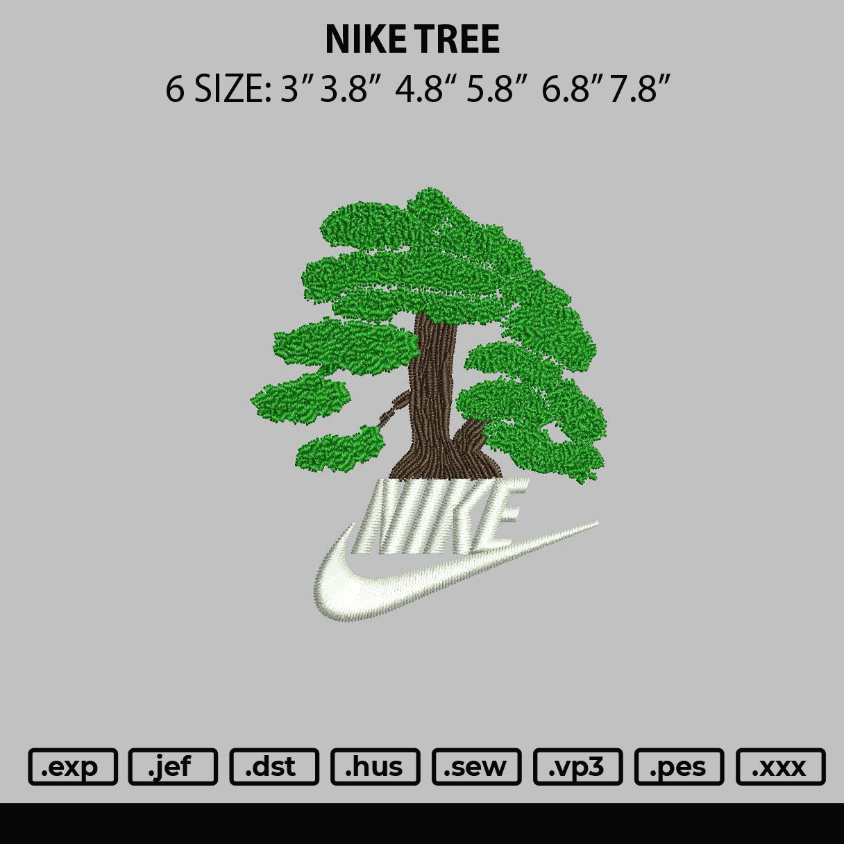 Nike Tree Embroidery File 6 sizes – embrostudio