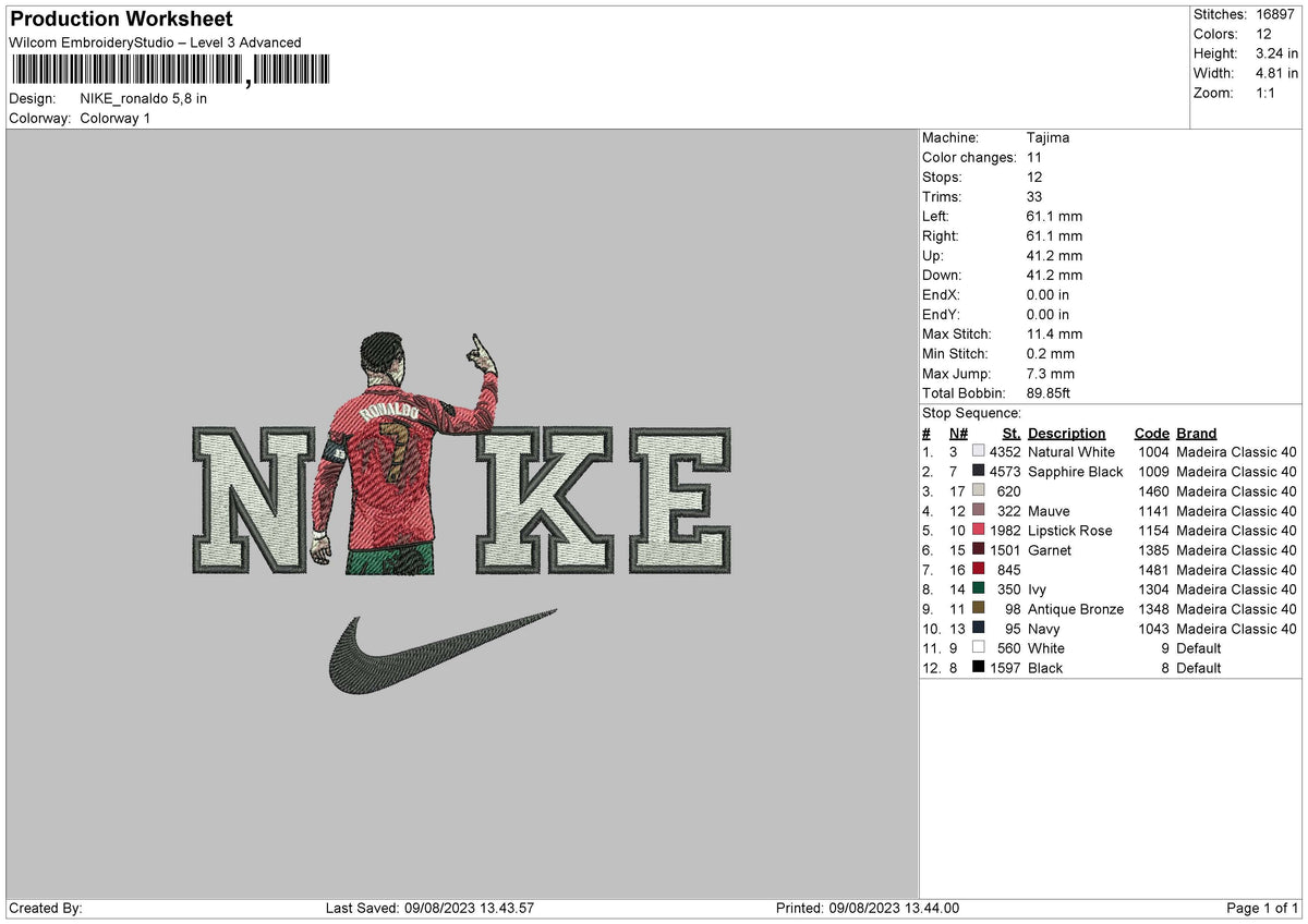 Nike Ronaldo Embroidery File 6 sizes – embrostudio