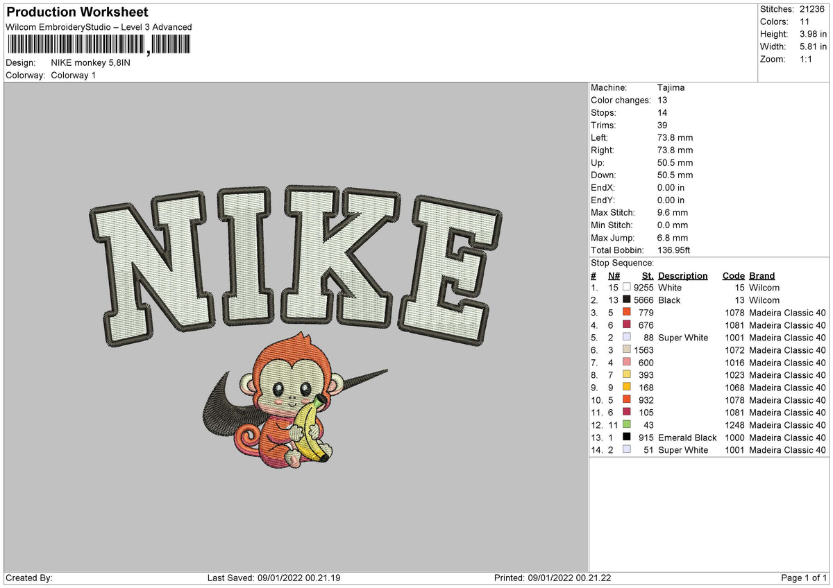 Nike Monkey Embroidery – embrostudio