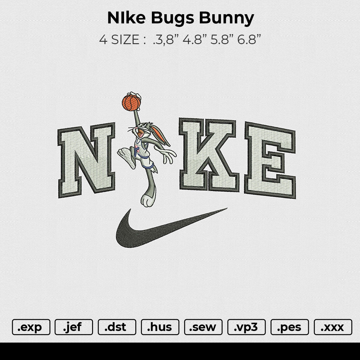 NIke bugs bunny Embroidery – embrostudio