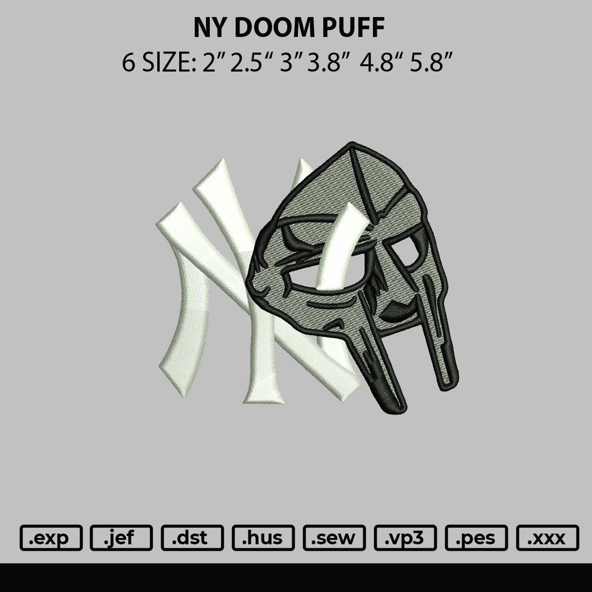 Ny Doom Puff Embroidery File 6 sizes – embrostudio