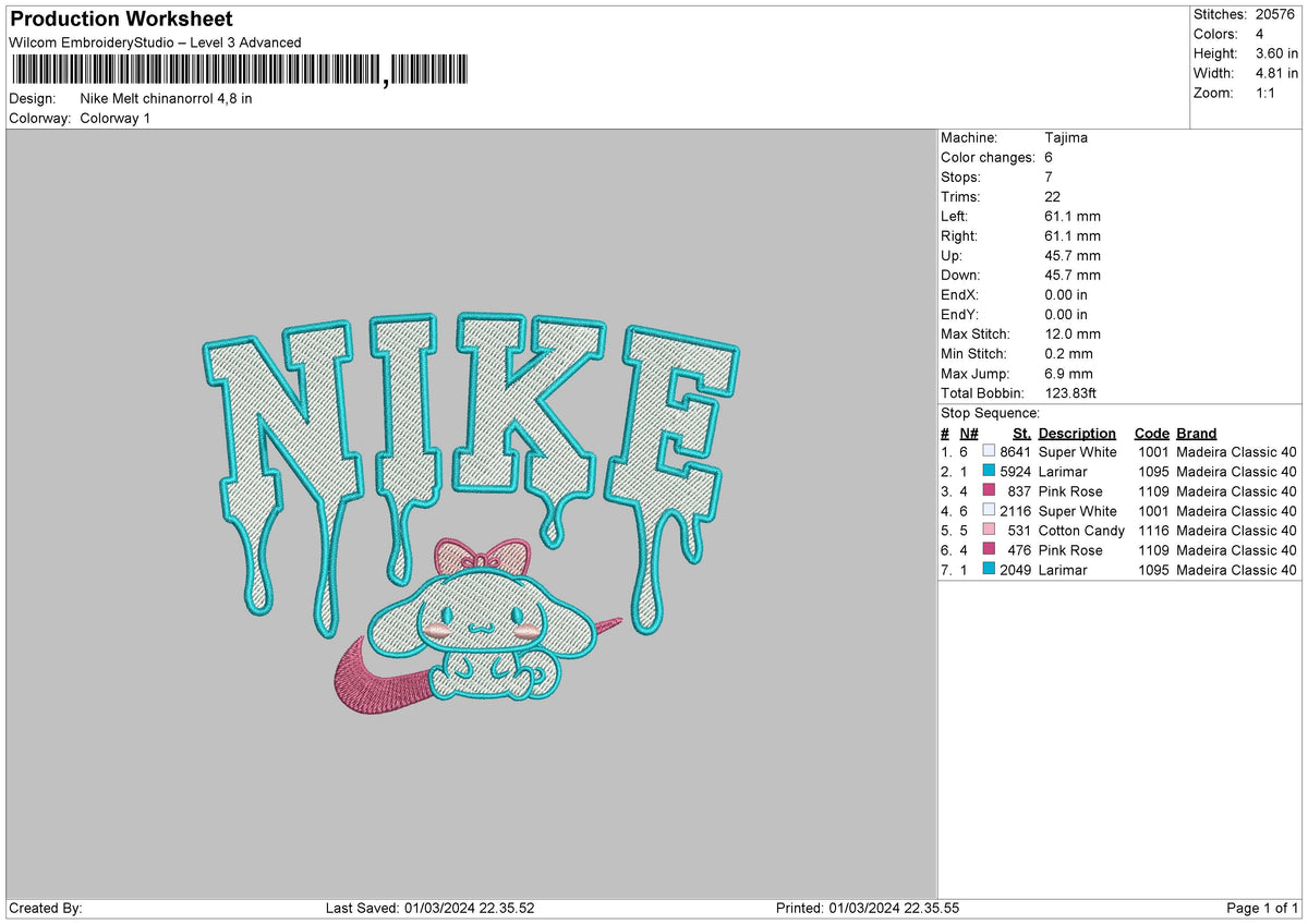 Nike Melt Rabbit Embroidery File 6 sizes – embrostudio