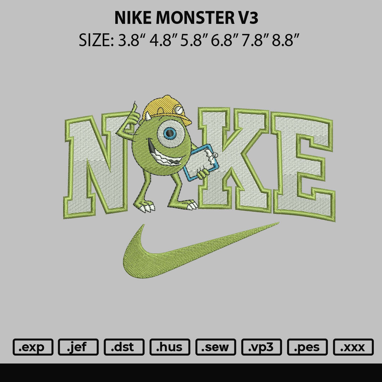 Nike Monster V3 Embroidery File 6 sizes – embrostudio