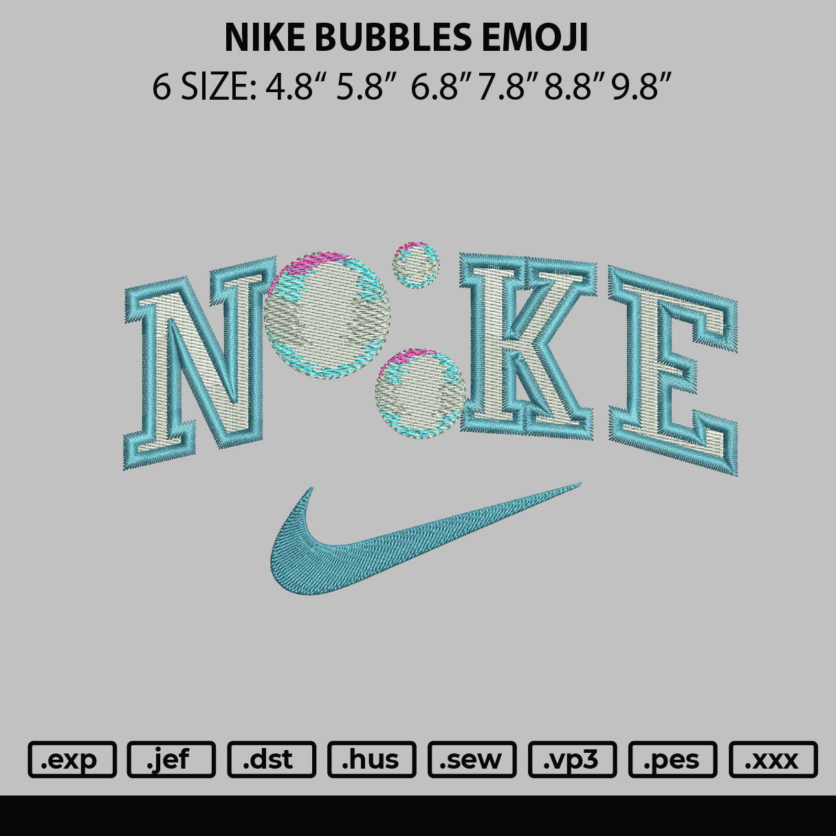Nike Bubbles Emoji Embroidery File 6 sizes – embrostudio