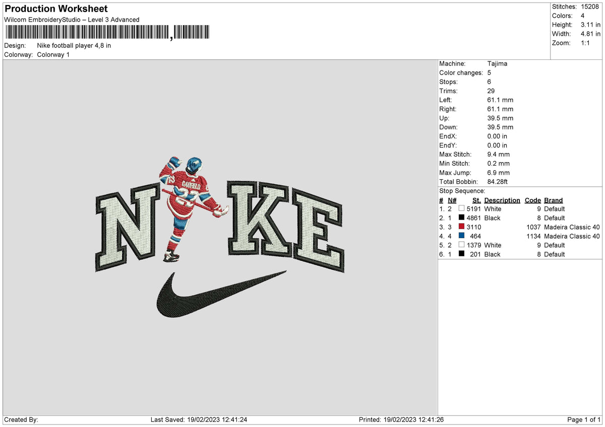 Nike Football Player Embroidery File 6 sizes – embrostudio