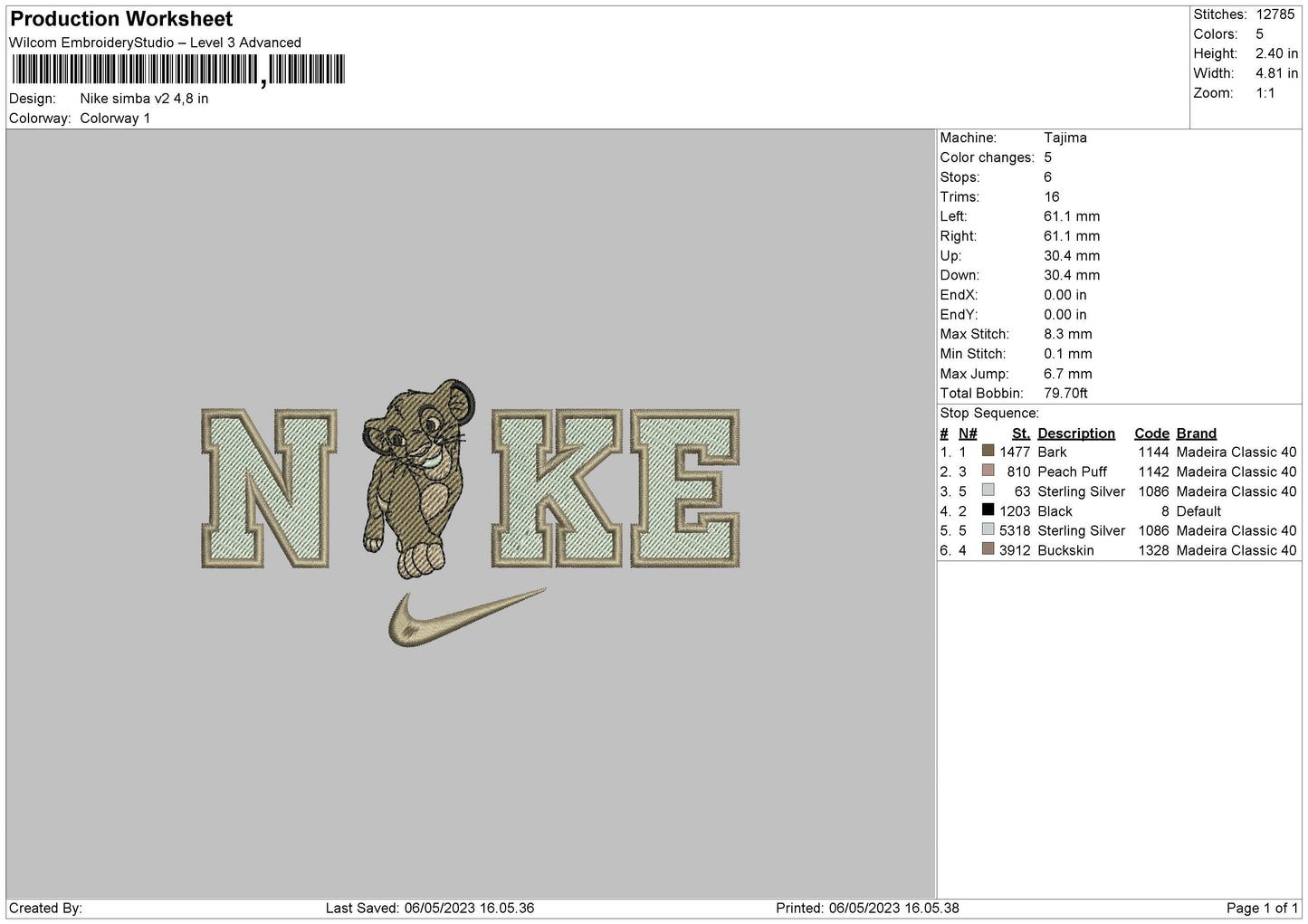Nike Simba V2 Embroidery File 6 sizes – embrostudio