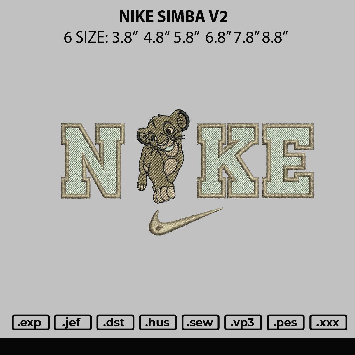 Nike Simba V2 Embroidery File 6 sizes – embrostudio