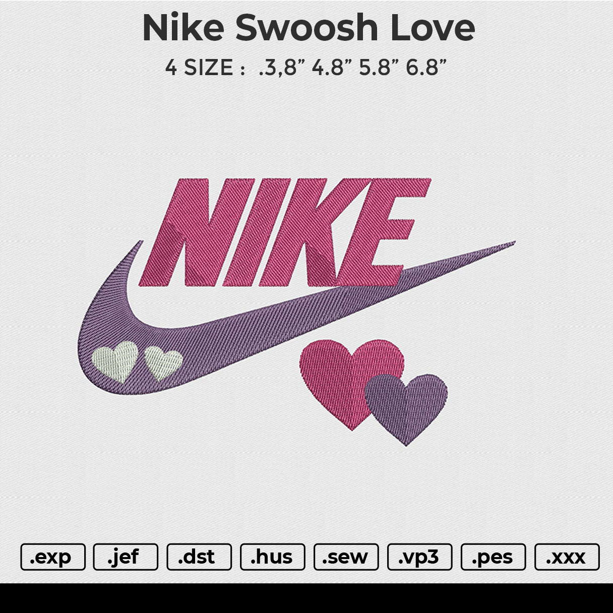 Nike swoosh love Embroidery – embrostudio