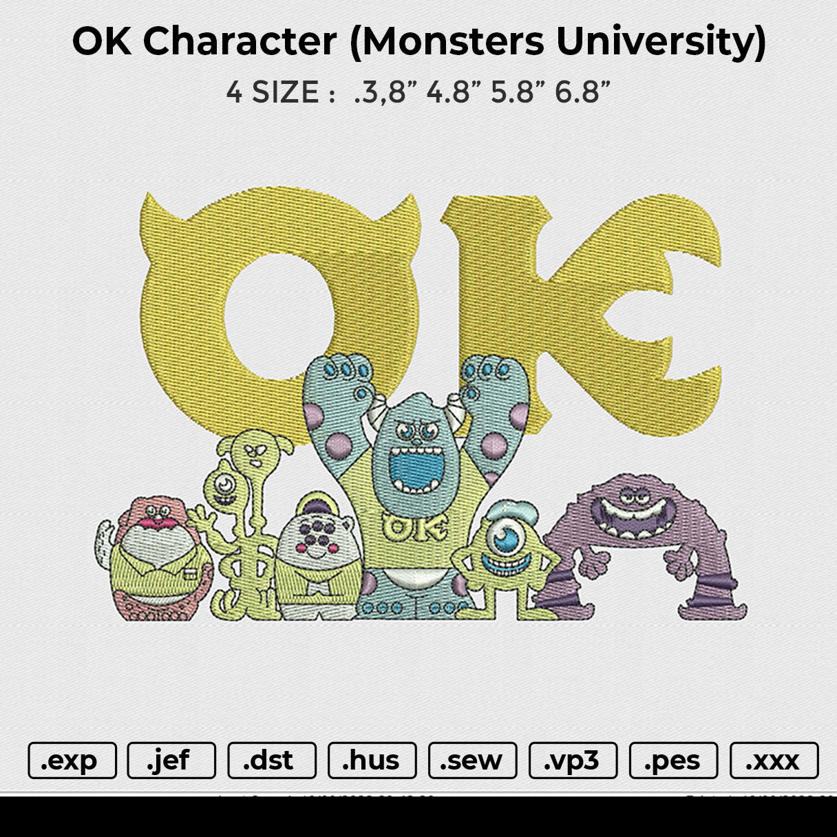 OK Character Monsters University Embroidery – embrostudio