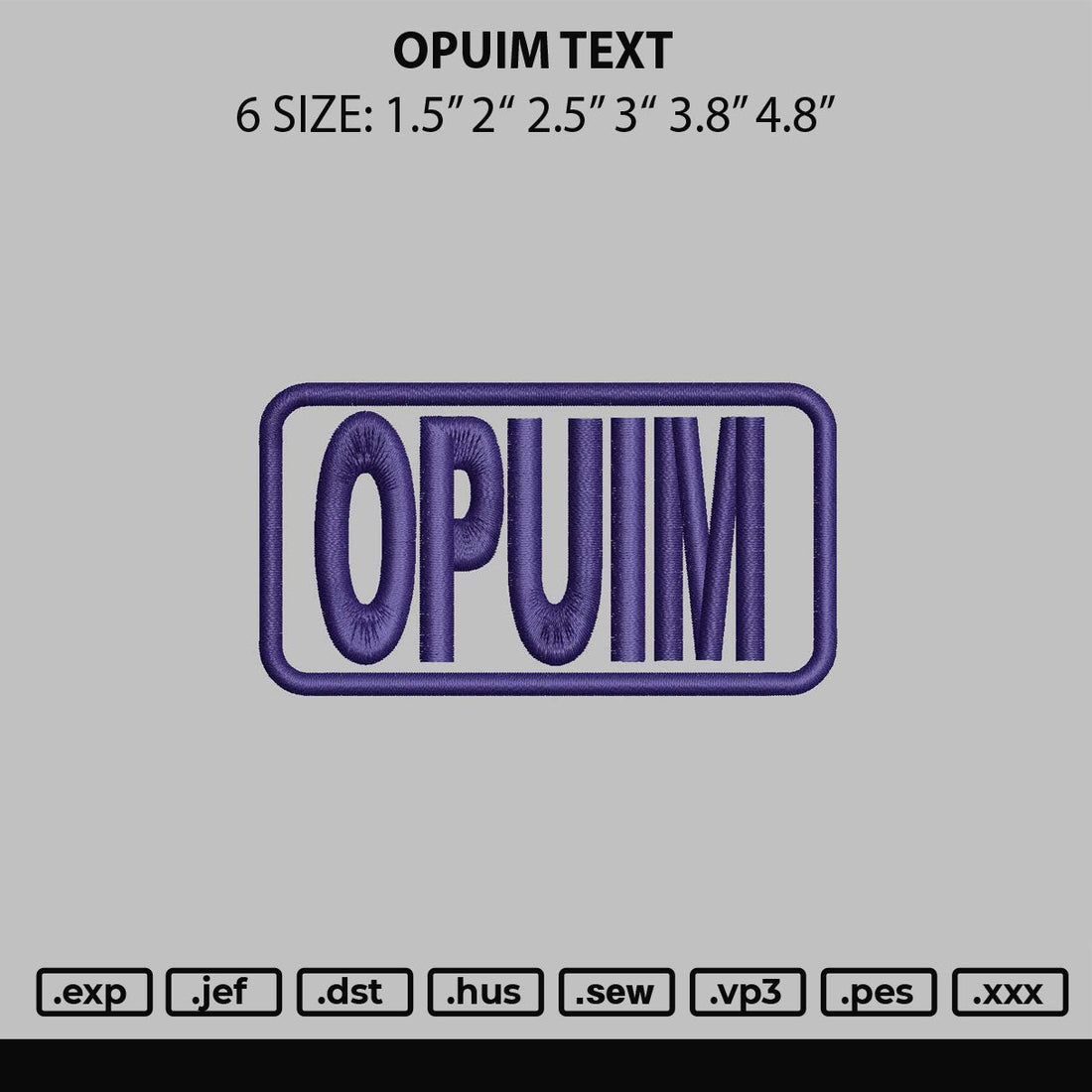 Opuim Text Embroidery File 6 sizes – embrostudio