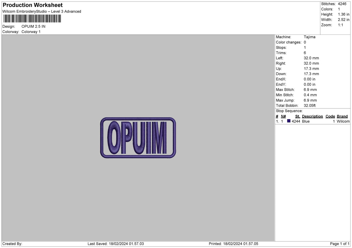 Opuim Text Embroidery File 6 sizes – embrostudio