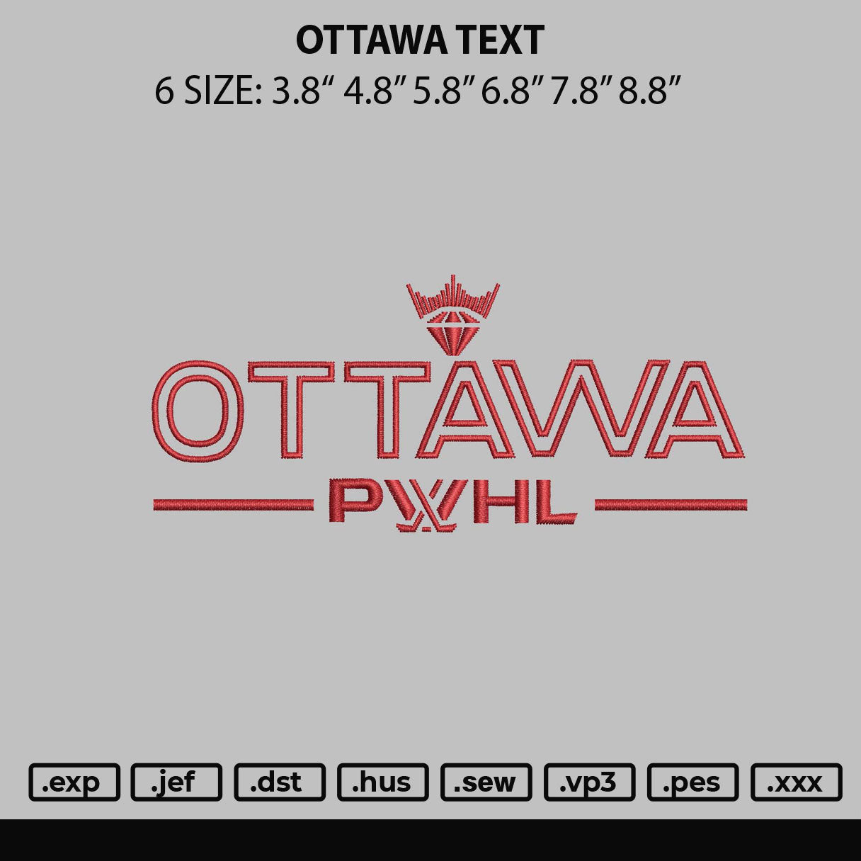 Ottawa Text Embroidery File 6 sizes – embrostudio